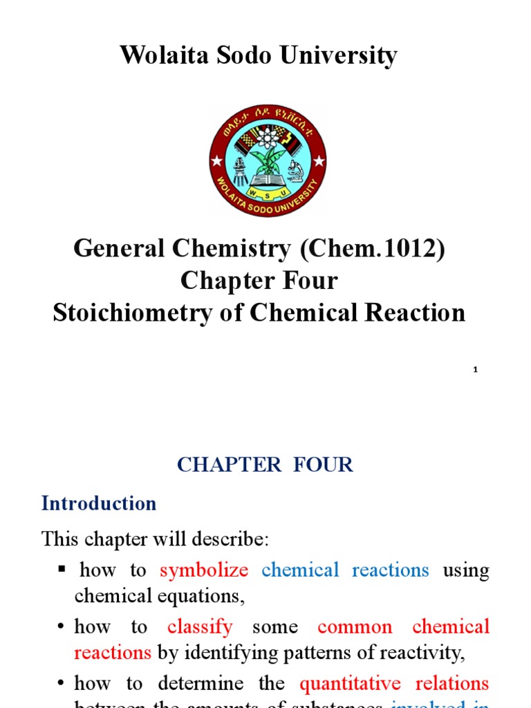 Wolaita Sodo University: General Chemistry (Chem.1012) Chapter Four ...