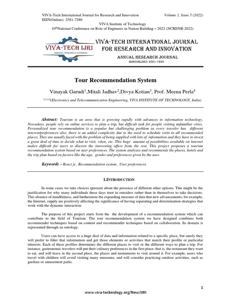 Tour Recommendation System | PDF | User (Computing) | Login
