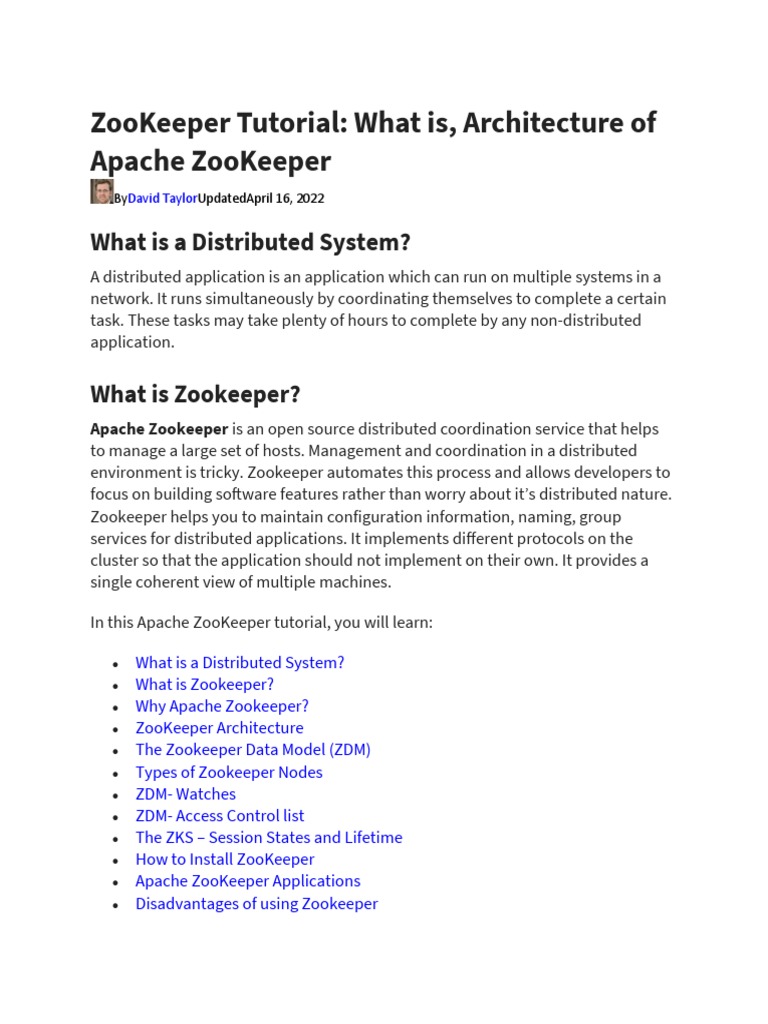Zookeeper Tutorial: What Is, Architecture of Apache Zookeeper | PDF | Client–Server Model ...