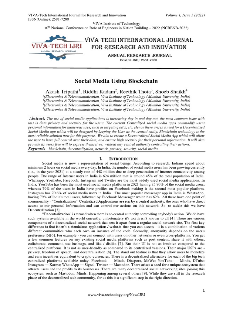Blockchain-Based Social Media Solutions | PDF | Popular Culture & Media ...