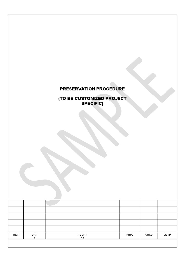 Equipment Preservation Procedure | PDF | Duct (Flow) | Warehouse