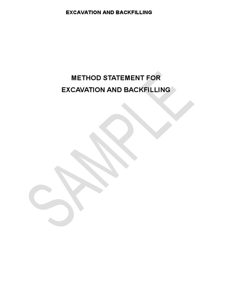 Method Statement For Excavation & Backfilling (SAMPLE) | Download Free ...