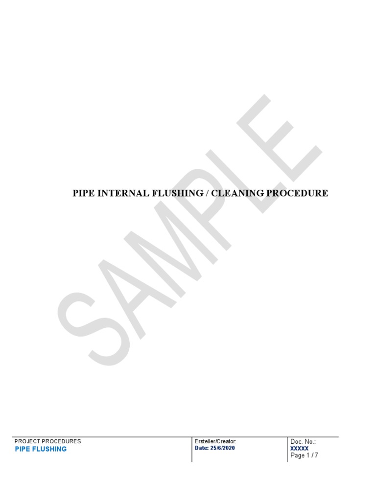 Method Statement For Pipe Flushing And Internal Cleaning Sample Pdf