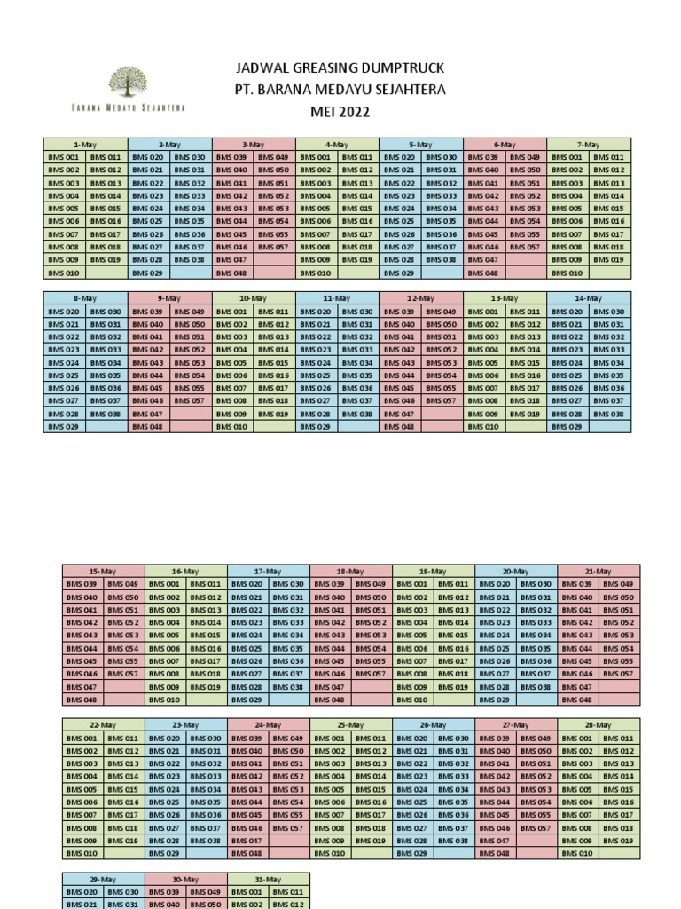 Jadwal Grease Mei 2022 | PDF