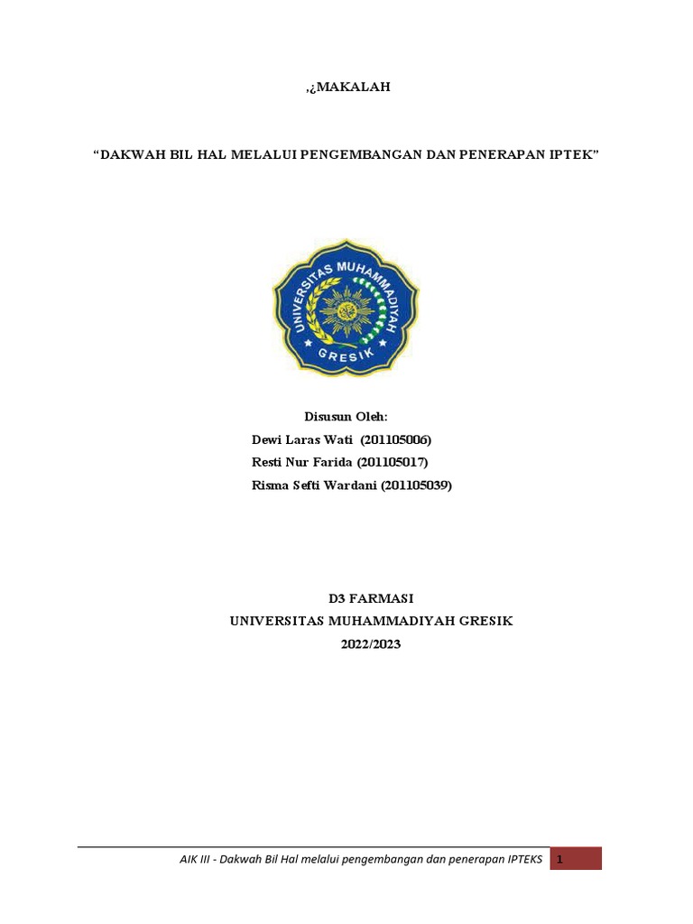 MAKALAH - Dakwah Bil Hal Melalui Pengembangan Dan Penerapan IPTEK. | PDF