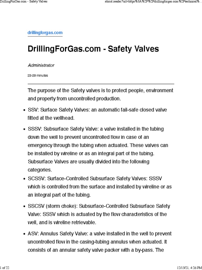 Safety Valves | PDF | Valve | Casing (Borehole)