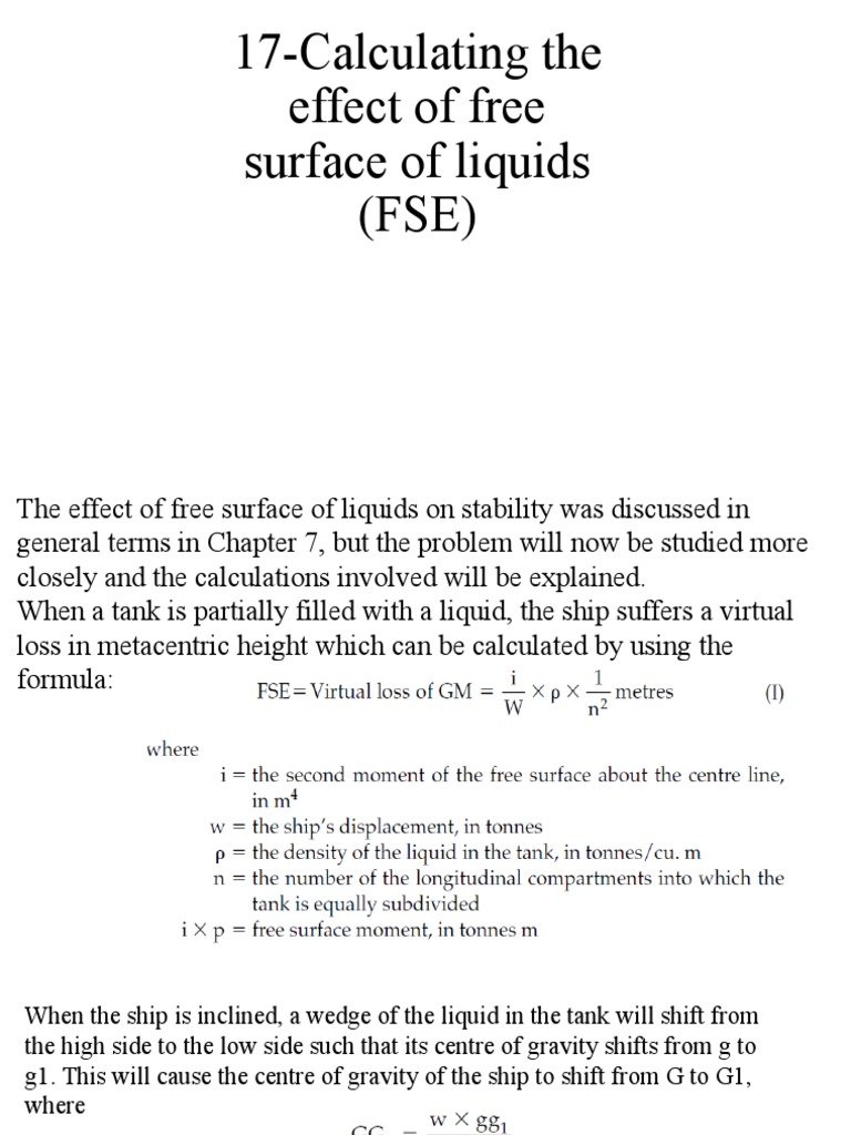 Free Surface Effect on Ship Stability | PDF | Shipping | Watercraft