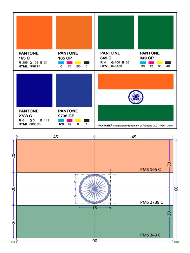 Indian National Flag Color Code Guidelines | PDF