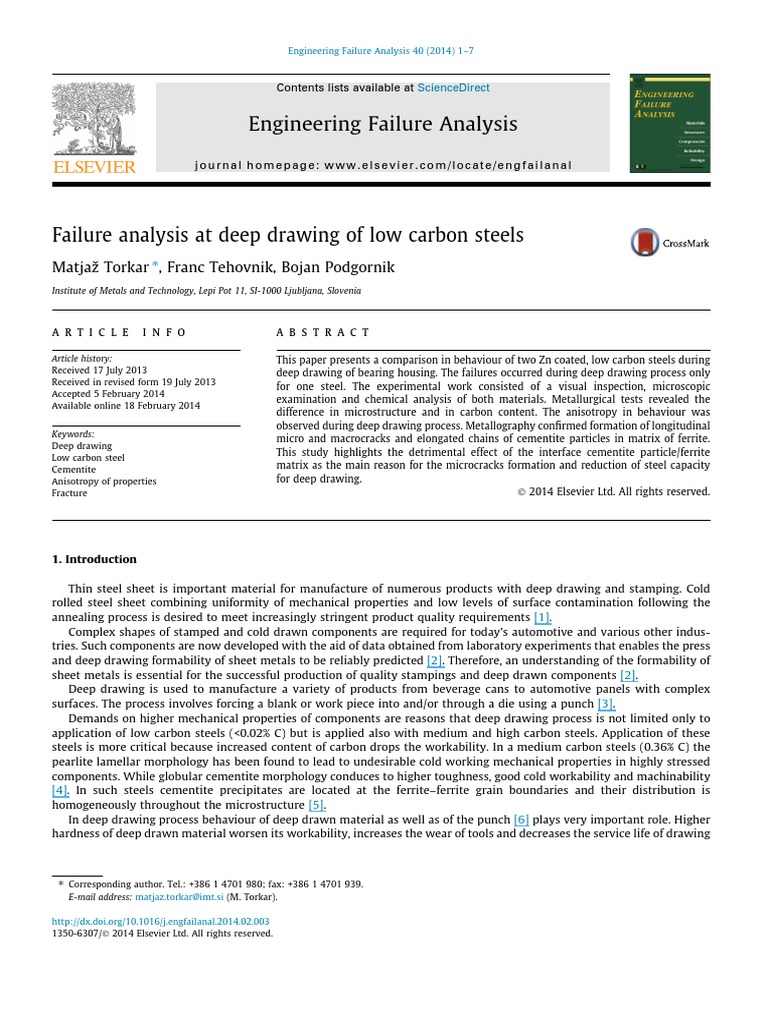 Failure Analysis of Low Carbon Steel Drawing | PDF | Steel | Fracture