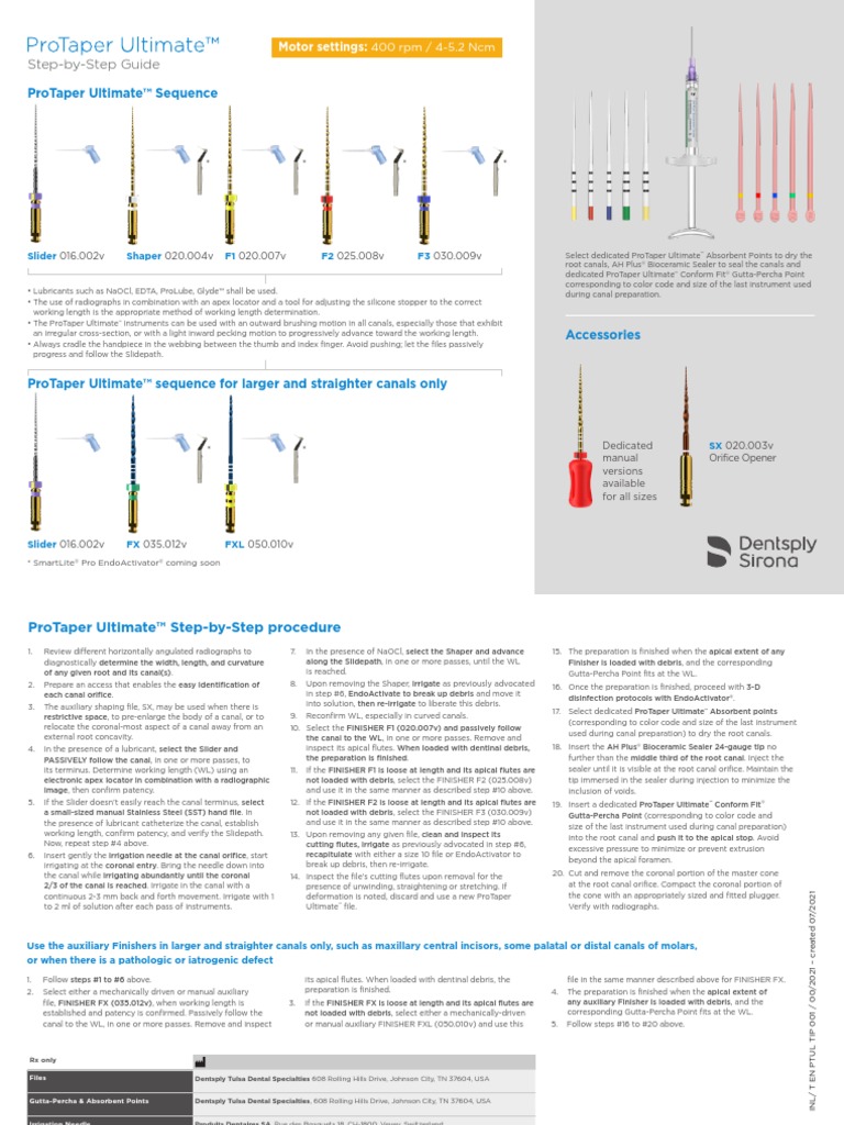 Step-By-Step Guide: Protaper Ultimate™ Sequence | PDF | Dentistry Branches
