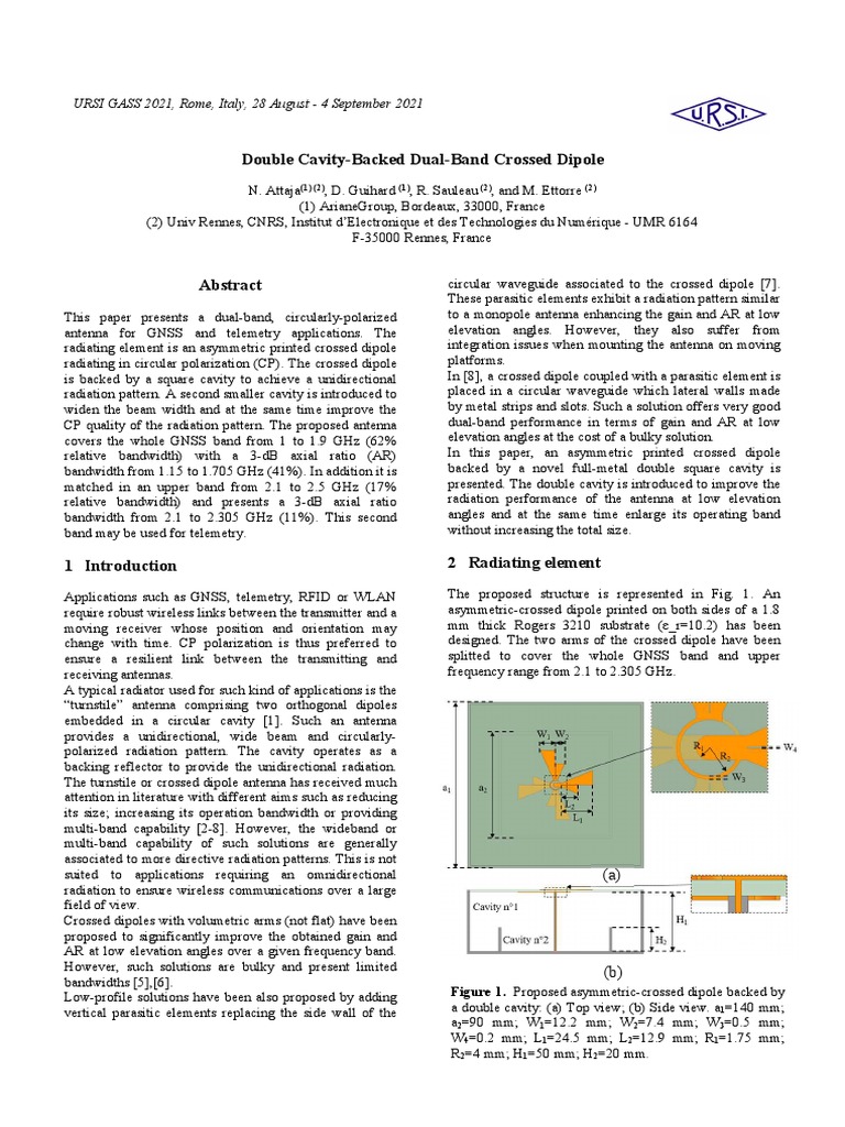 Dual-Band Crossed Dipole Antenna Design | PDF | Antenna (Radio) | Radio
