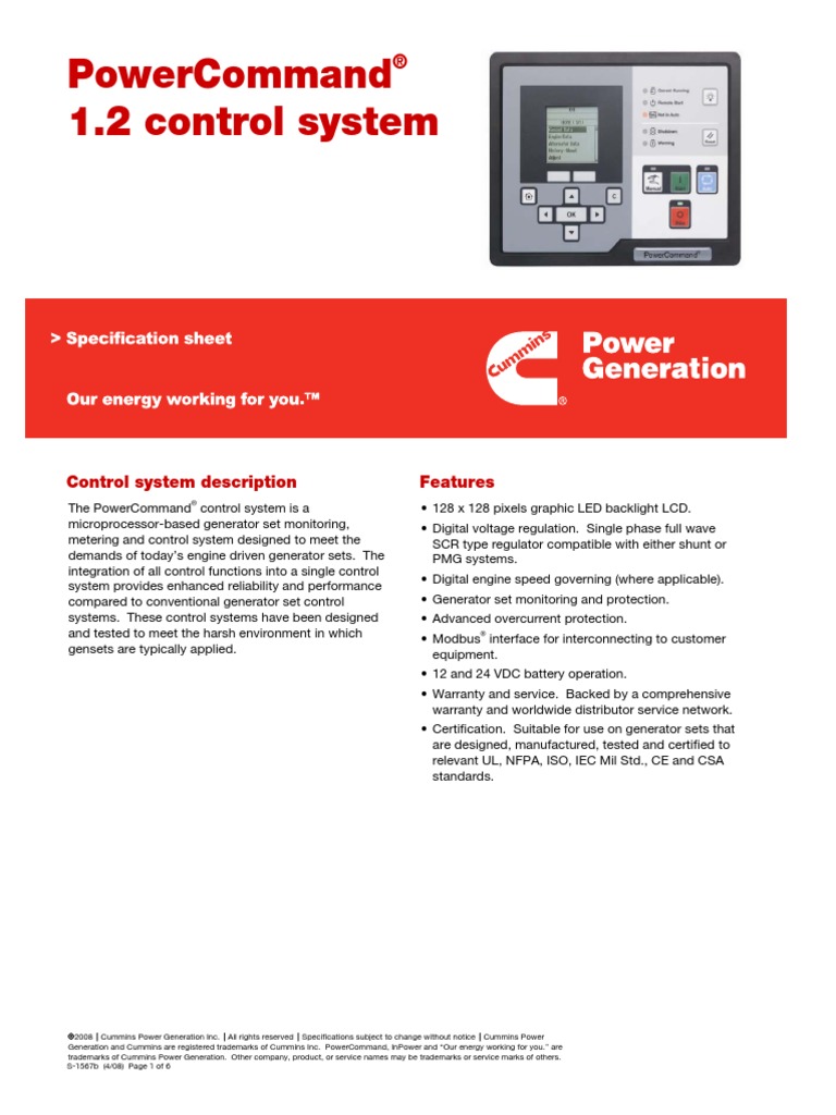 Powercommand 1.2 Control System | PDF | Relay | Electric Generator