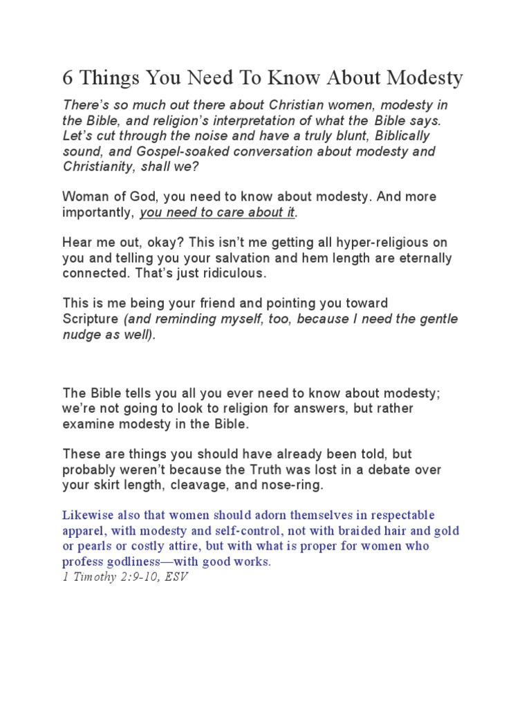 6 Things You Need To Know About Modesty | PDF | Modesty | Humility