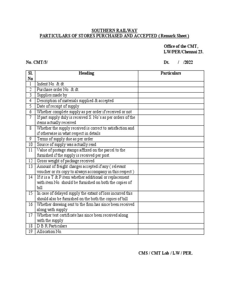 Remark Sheet | PDF