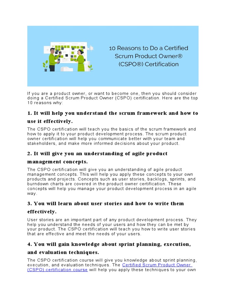 Certified Scrum Product Owner (CSPO) Certification Course | PDF | Scrum (Software Development ...