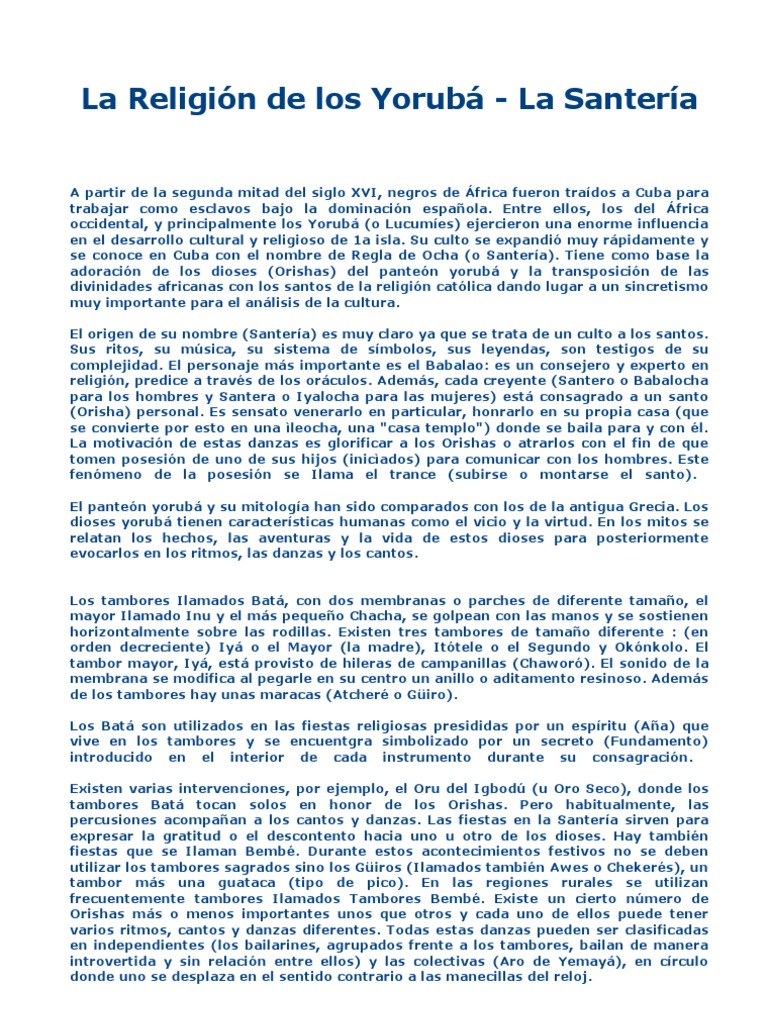 La Religion De Los Yoruba La Santeria Pdf Religión Y Creencia