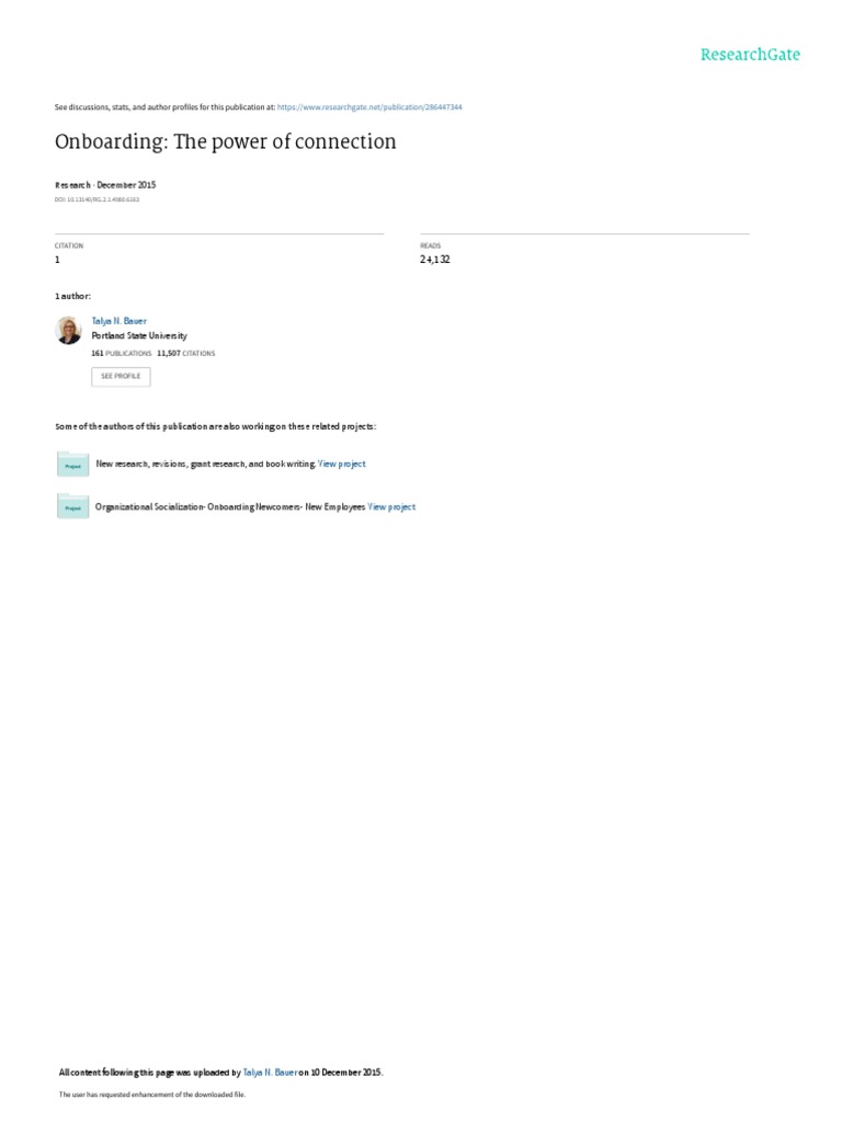 Bauer - Onboarding Power of Connection | PDF | Human Resource ...