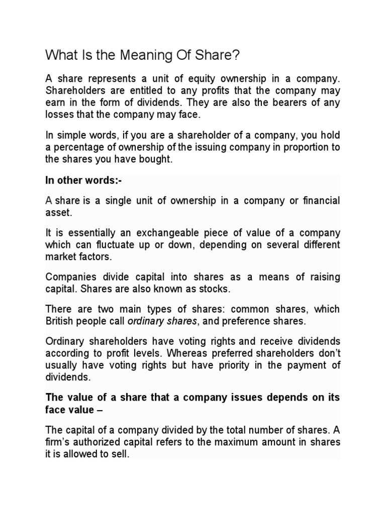 What Is The Meaning of Share?: in Other Words | Download Free PDF ...