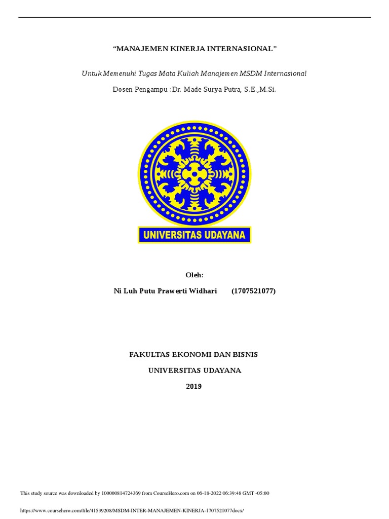 MSDM Inter Manajemen Kinerja 1707521077 | PDF