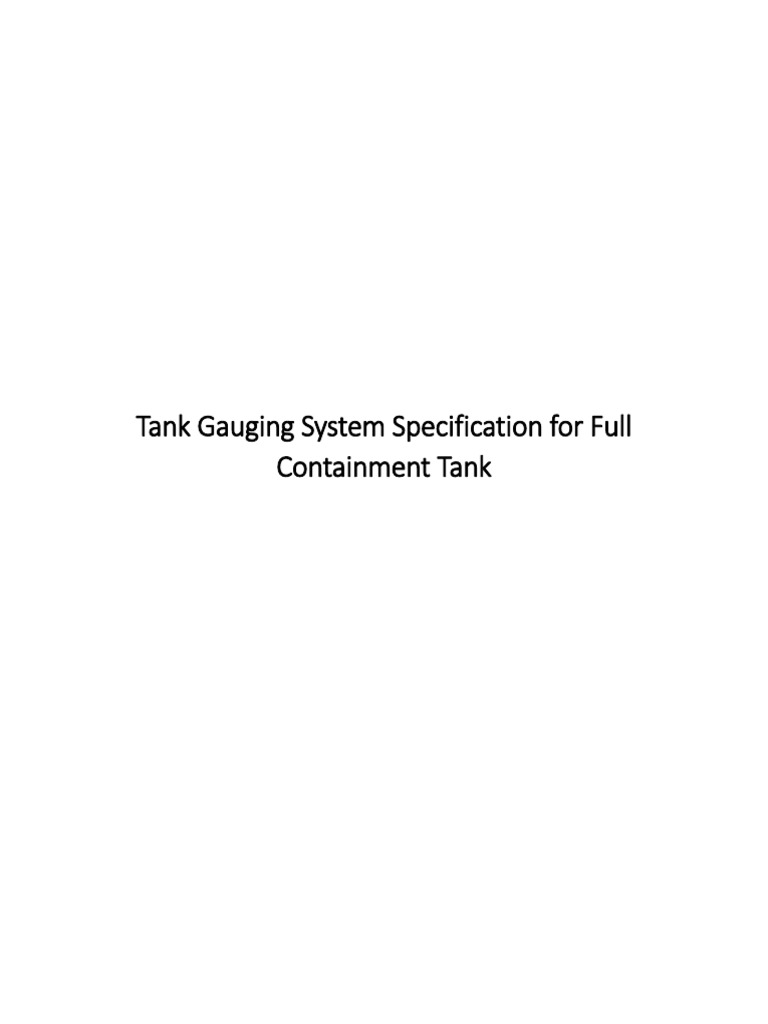 Tank Gauging Specification Full Containment Tank | PDF | Radar | User ...