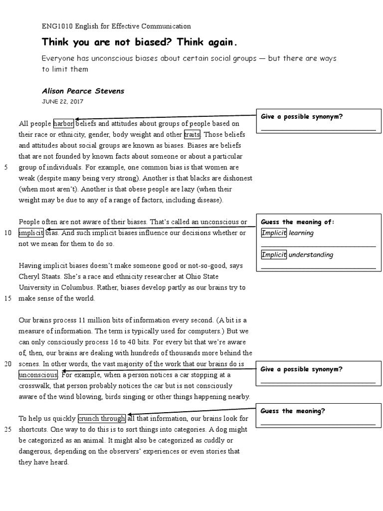 Understanding Implicit Bias and Its Impact | PDF | Bias ...