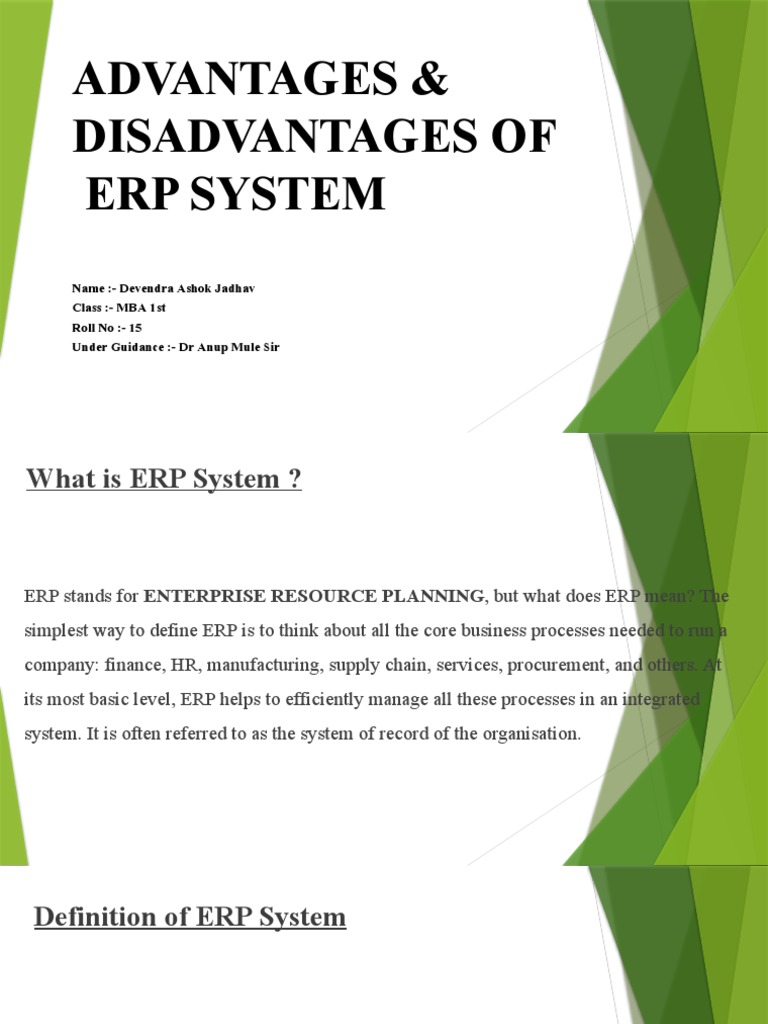 ERP System: Pros and Cons Explained | PDF | Enterprise Resource ...