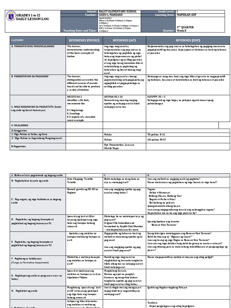 DLL Mapehap-Esp-1 Q3 W8 | PDF