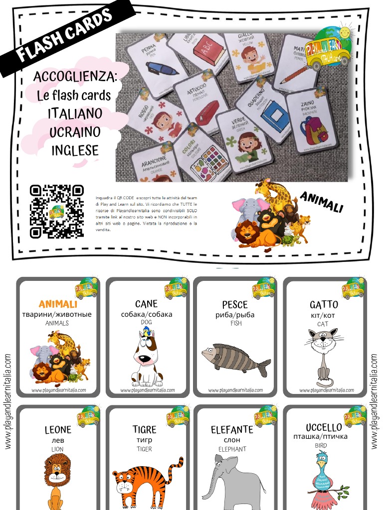 Flash Card Animali@playandlearnitalia | PDF | Mammals | Organisms