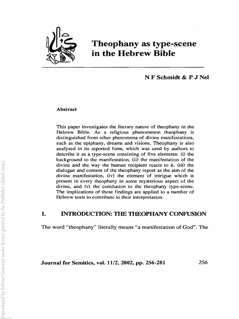 Theophany As Type Scene | PDF | Bible | Yahweh