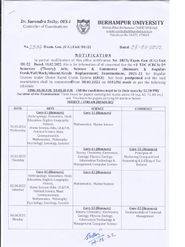 +3 5th Sem Time Table | PDF | Science | Economics
