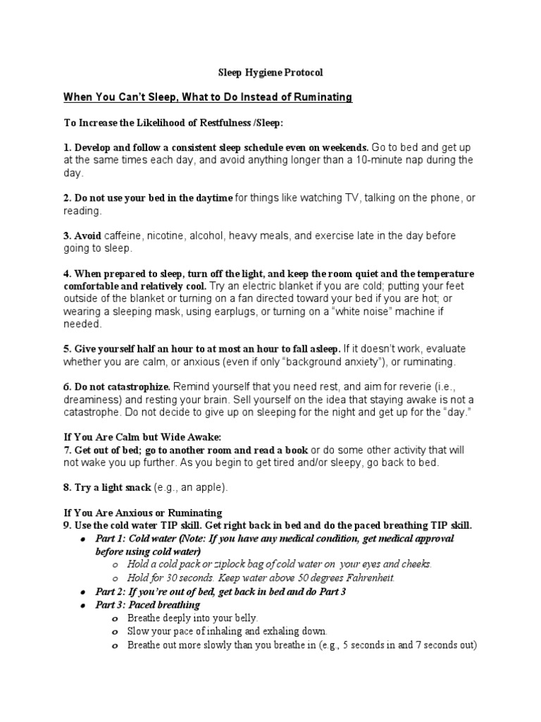 Sleep Hygiene Protocol | PDF | Sleep | Determinants Of Health
