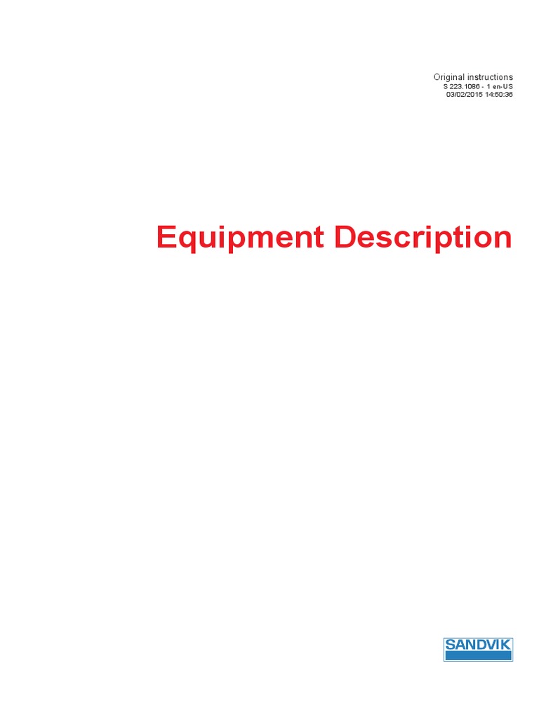 Equipment Description: Original Instructions | PDF | Manufactured Goods ...