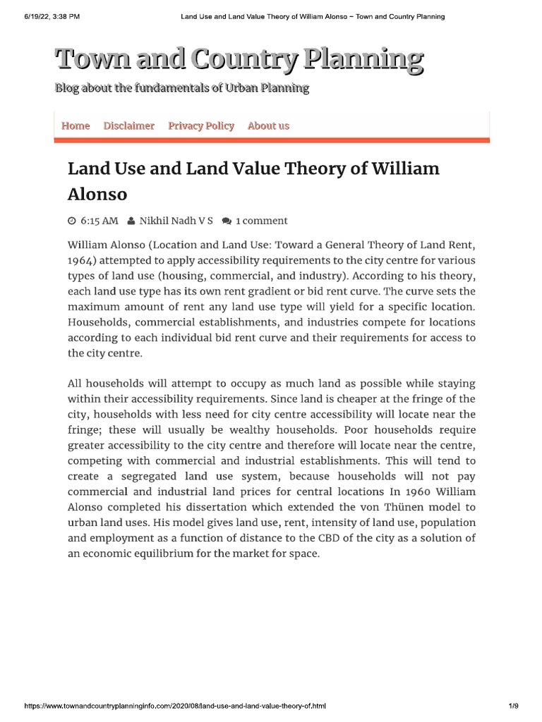 William Alonso Theory | PDF