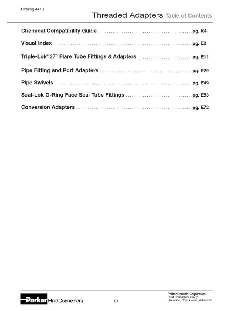 Parker Fittings Catalog | PDF | Pipe (Fluid Conveyance) | Civil Engineering