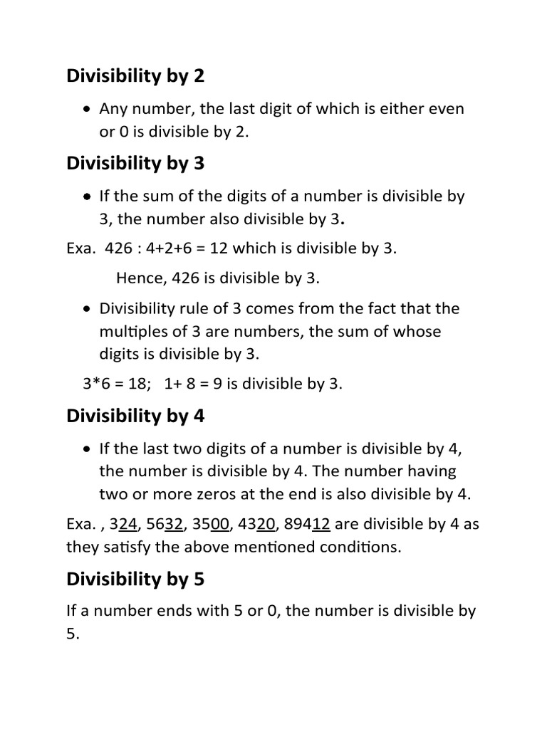 Divisibility Rules | PDF | Numbers | Mathematics