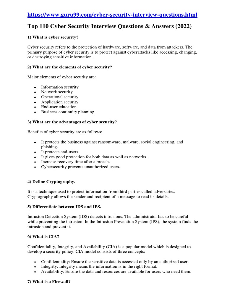Cyber Security - Sample Short Questions - For Students-1 | PDF ...