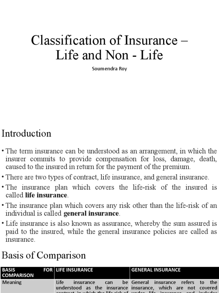 Life vs. General Insurance Guide | PDF | Insurance | Life Insurance