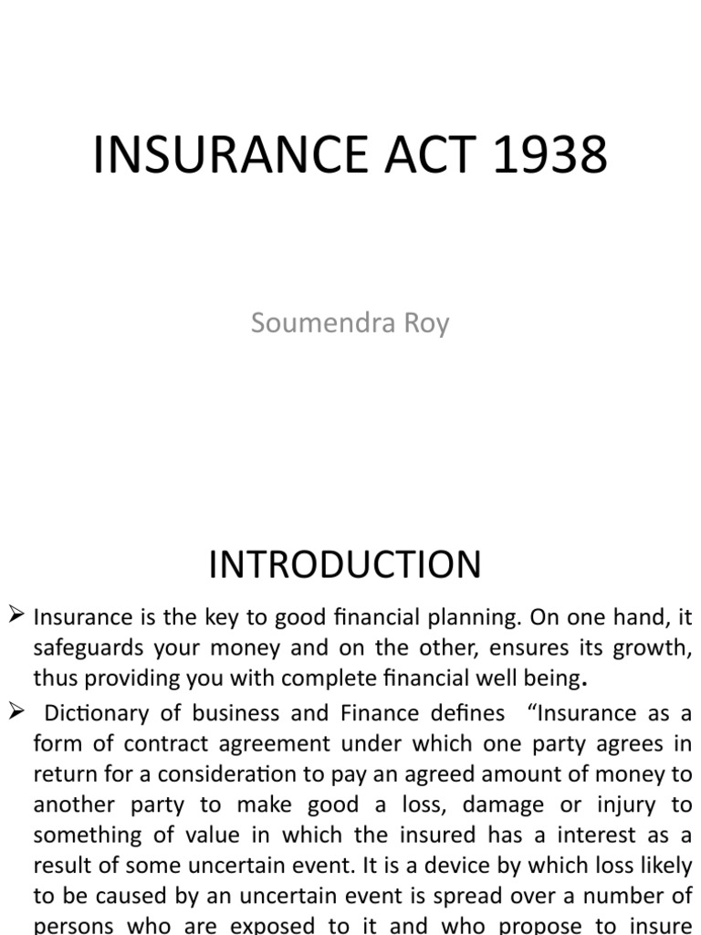 Insurance Act 1938 IIBS | PDF | Insurance | Life Insurance