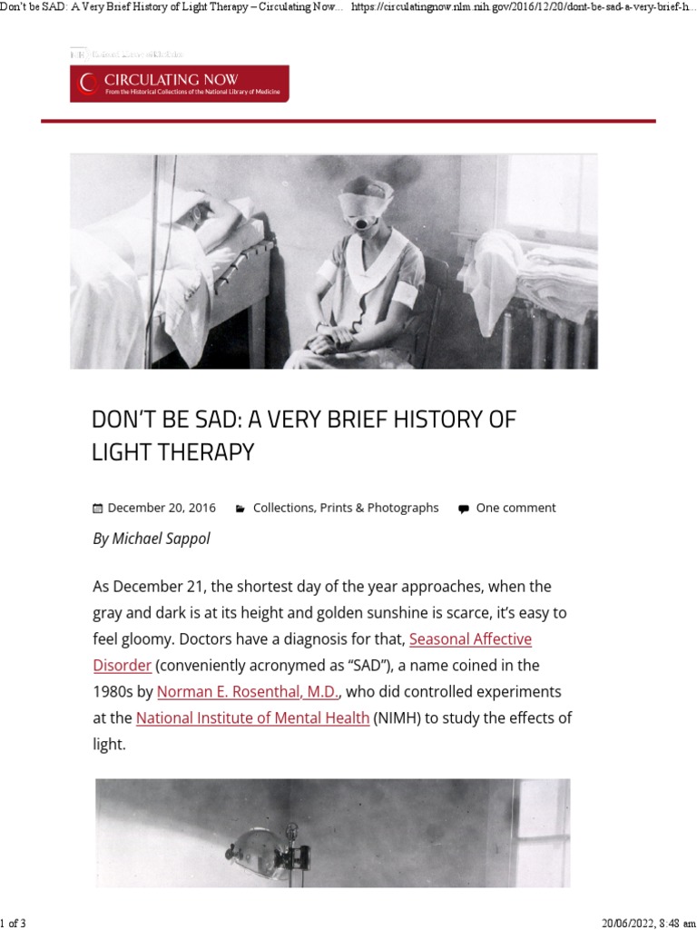 Don't Be SAD A Very Brief History of Light Therapy - Circulating Now ...