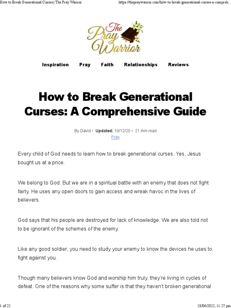 How To Break Generational Curses The Pray Warrior | PDF | Idolatry | Jesus