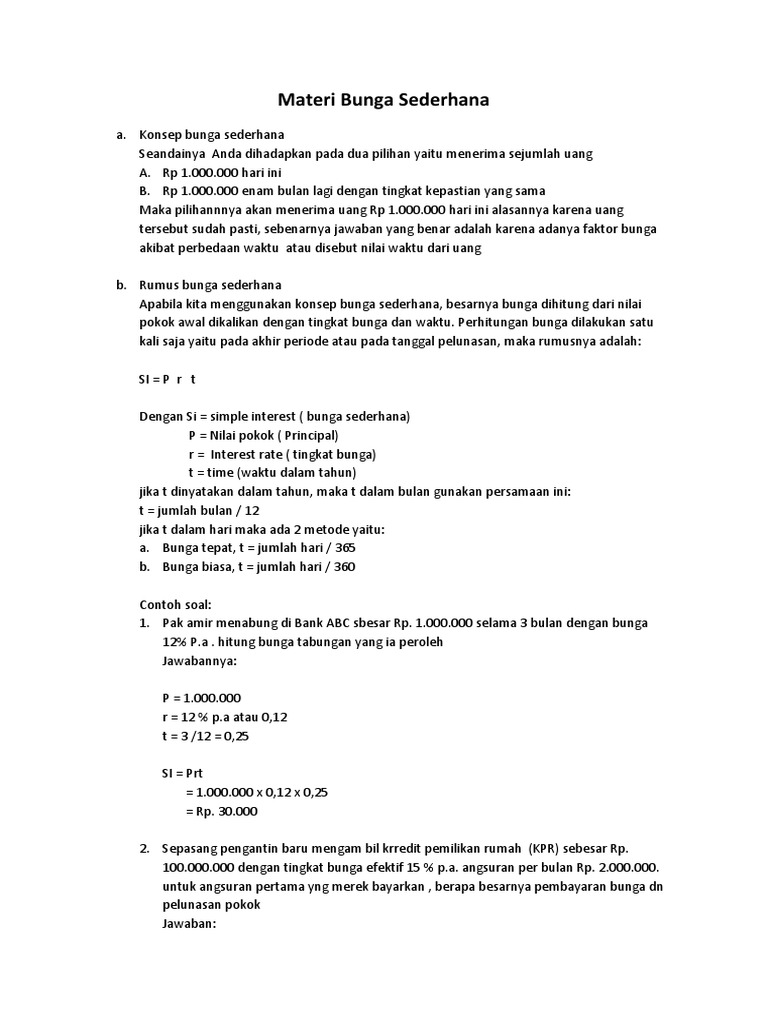 Materi Bunga Sederhana PDF | PDF