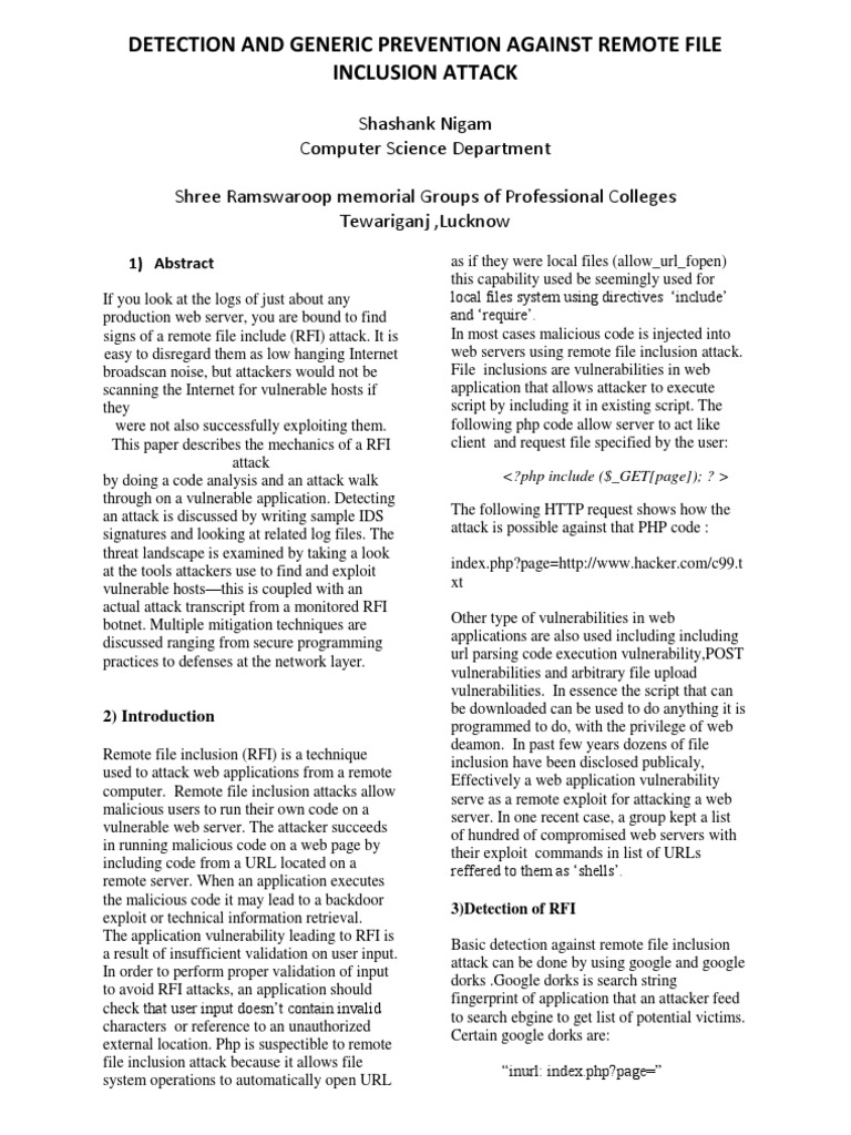 Remote File Inclusion | PDF | Php | Web Server