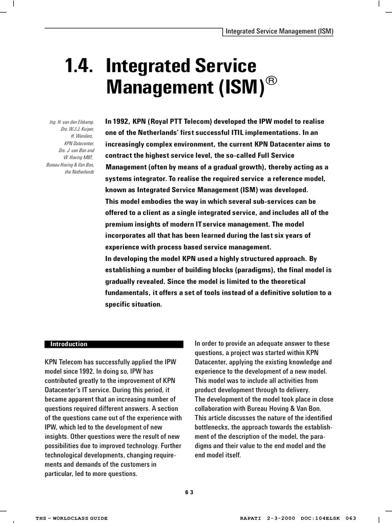 Integrated Service Management (ISM) Model | PDF | Information System ...