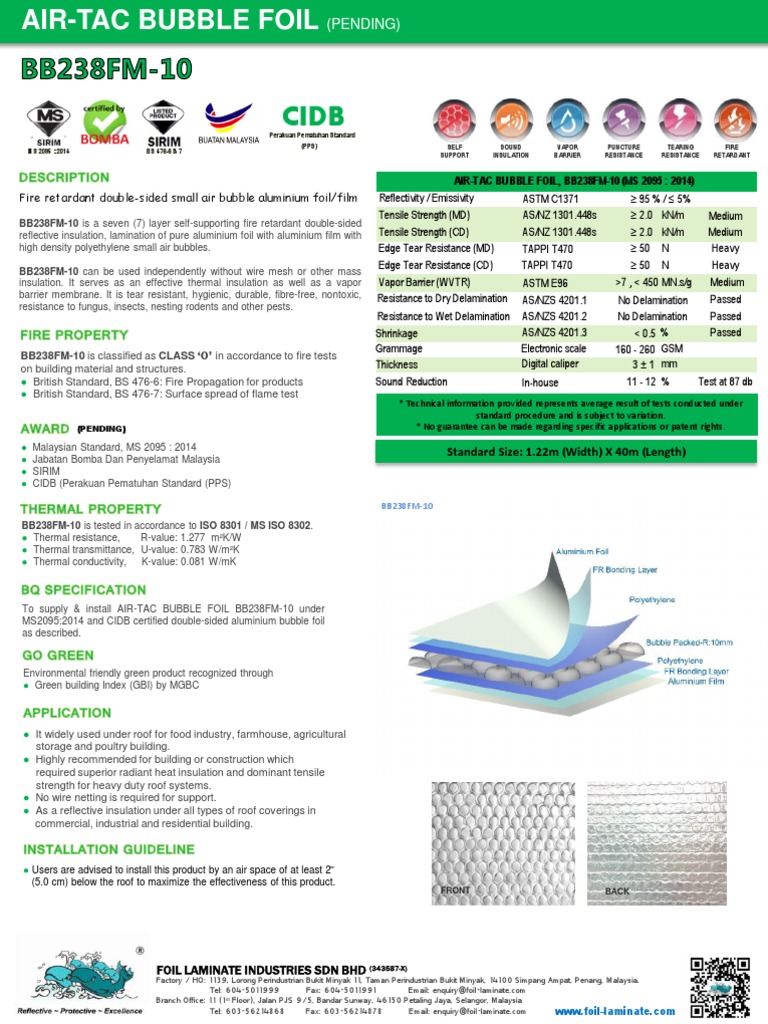 Air-Tac Bubble Foil, BB238FM-10 (MS 2095: 2014) | PDF | Chemistry ...
