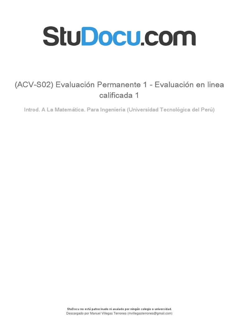 Acv s02 Evaluacion Permanente 1 Evaluacion en Linea Calificada 1 | PDF | Función (Matemáticas ...