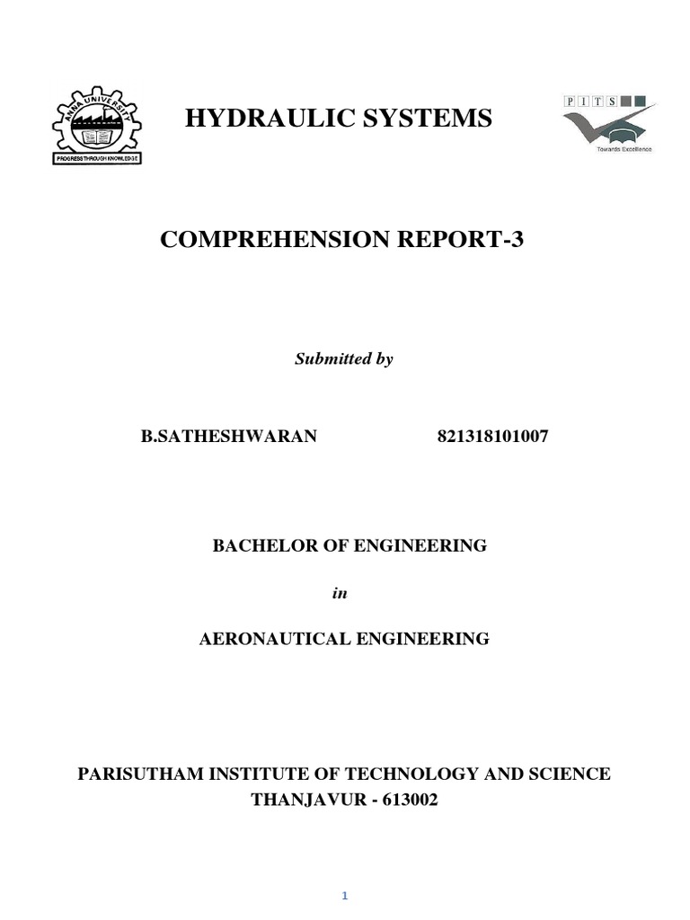Hydraulic Systems: Comprehension Report-3 | PDF | Pump | Valve