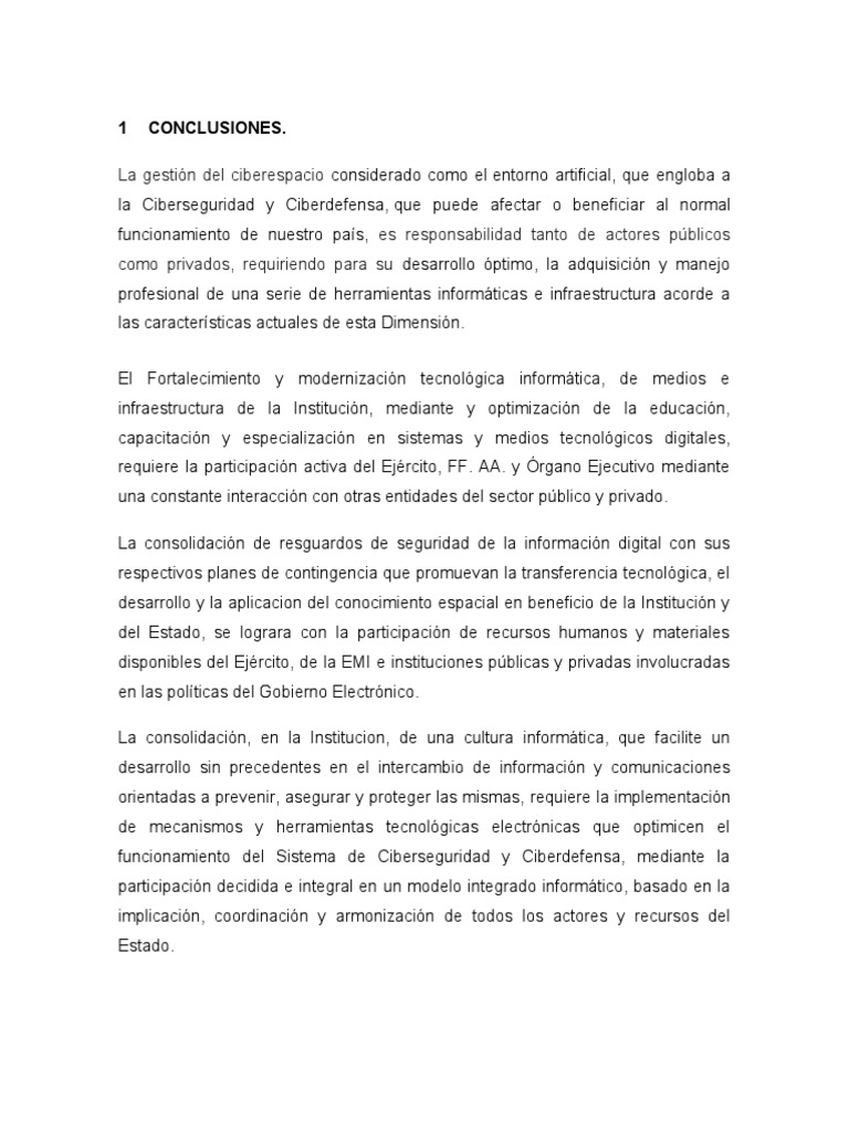 Conclusiones Ciberdefensa | PDF | La seguridad informática | Seguridad