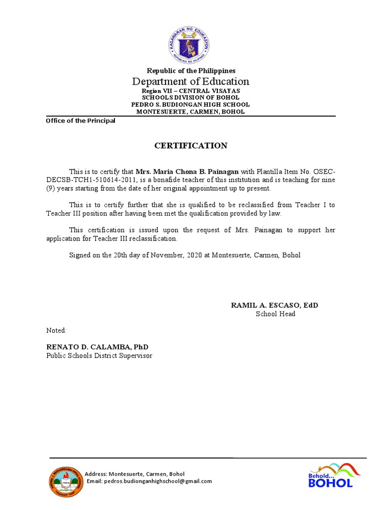 Department of Education: Certification | PDF