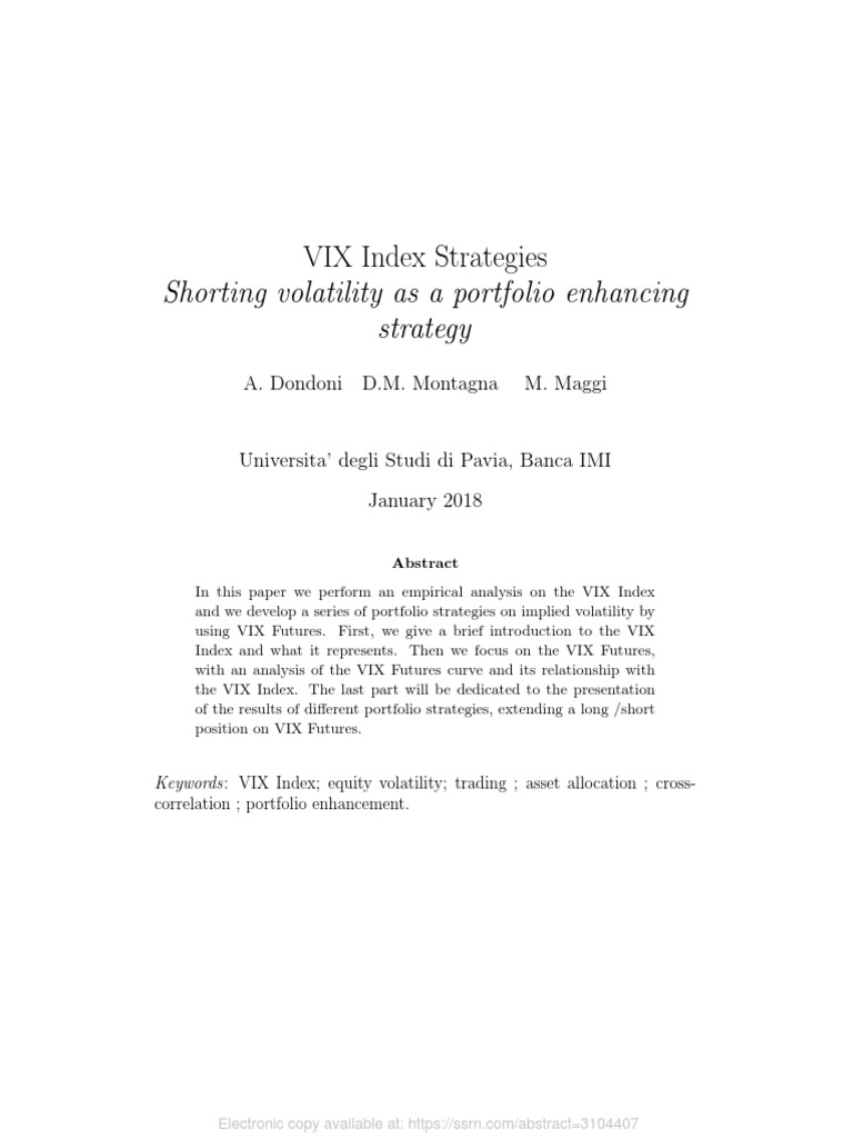 VIX Index Strategies for Portfolio Enhancement | PDF | Vix | Yield Curve