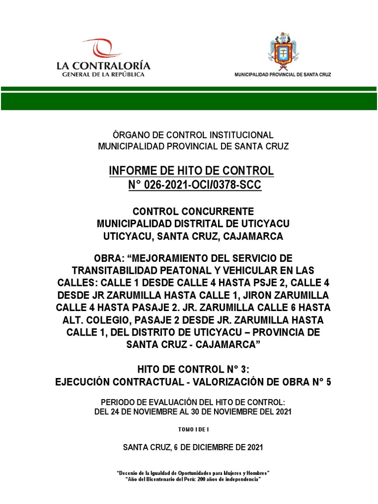 Informe Hito de Control 026-2021 | PDF | Economias